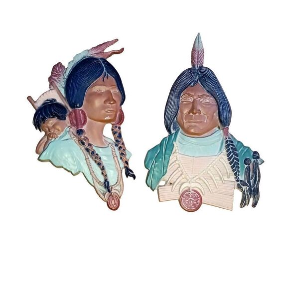 sexton | Wall Decor | Vintage Cast Iron Painted Native American Chief ...